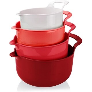 4 Piece Nesting Plastic Mixing Bowl Set (Red) - Bed Bath & Beyond ...