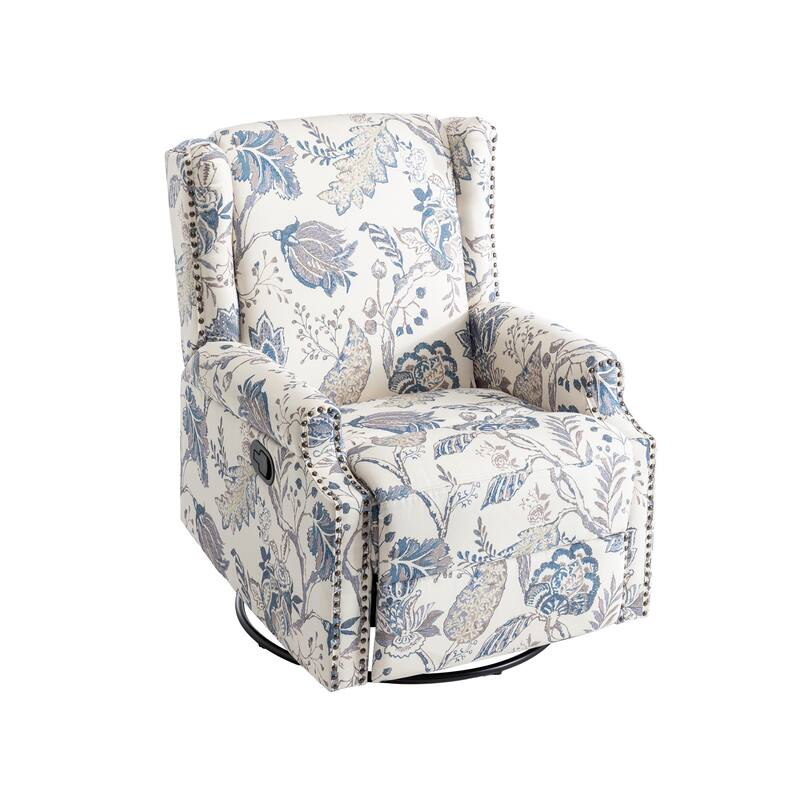 29'' W Pattern Floral Swivel Manual Push Back Recliner Glider Chair ...