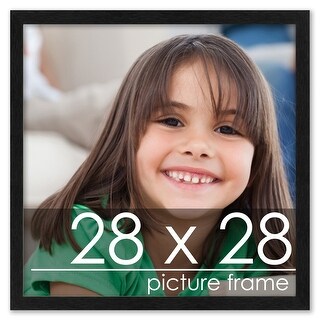 28x28 Traditional Black Complete Wood Square Picture Frame with UV ...