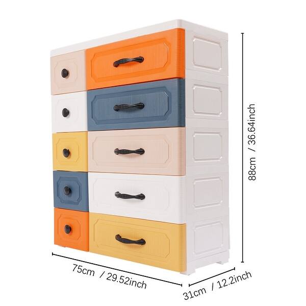 Plastic 10-Drawers Dresser Colorful Storage Cabinet Chest - Bed Bath ...