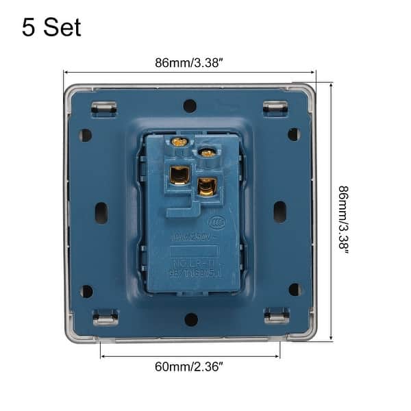 Light Switch Wall Push Button 1 Gang 1 Way Grey 250V 10A 86mmx86mm Pack ...
