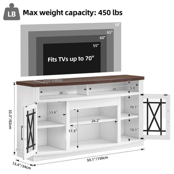 Moasis 59-inch Highboy 2-Door LED Lights TV Stand for TVs up to 70 ...