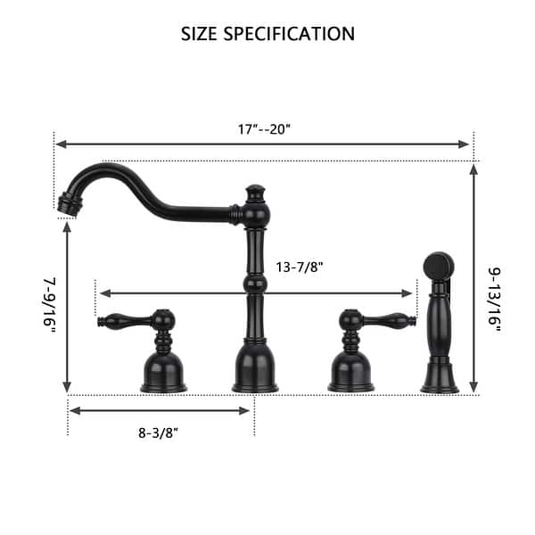 Two-Handles Widespread Kitchen Faucet with Side Sprayer - Bed Bath ...