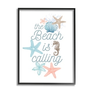 Stupell Beach Is Calling Various Sea Life Framed Giclee Art by Lanie ...