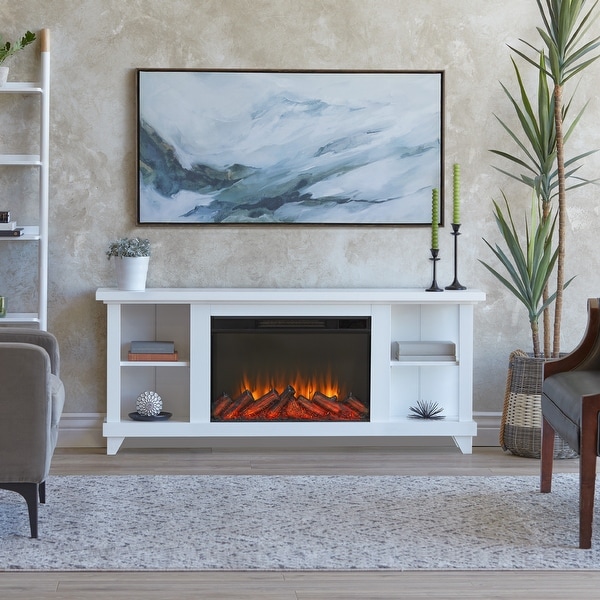 White faux fireplace tv stand store