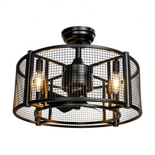 20 Inch Caged Ceiling Fan with Light Reversible Motor and Remote ...