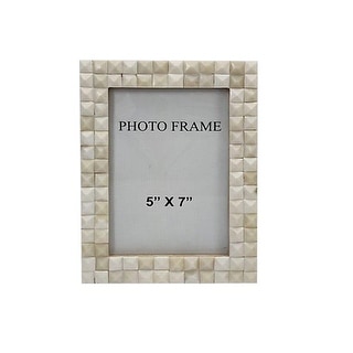 5x7" Bone Diamond Picture Frame - White - Bed Bath & Beyond - 40549775