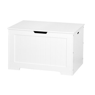 White Lift Top Entryway Storage Chest/Bench with 2 Safety Hinge, Wooden ...