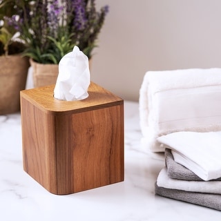 Eka Collection Teak Tissue Box - 5-14" L x 5-1/4"W x 6" H - Bed Bath ...