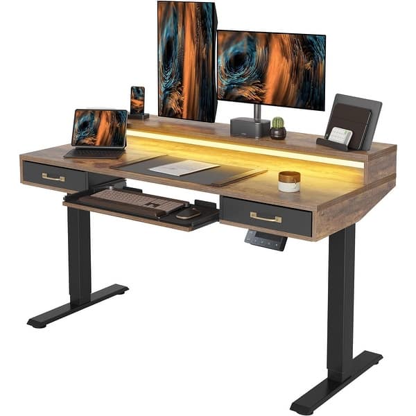 adjustable desk with computer shelf
