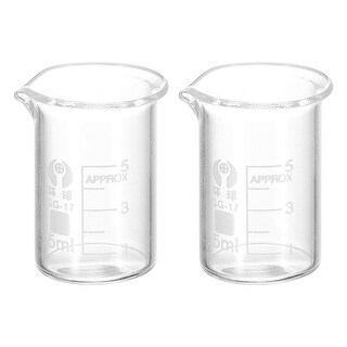 2Pcs 5ml Low Form Glass Beaker, 3.3 Glass Graduated Measuring Cups ...