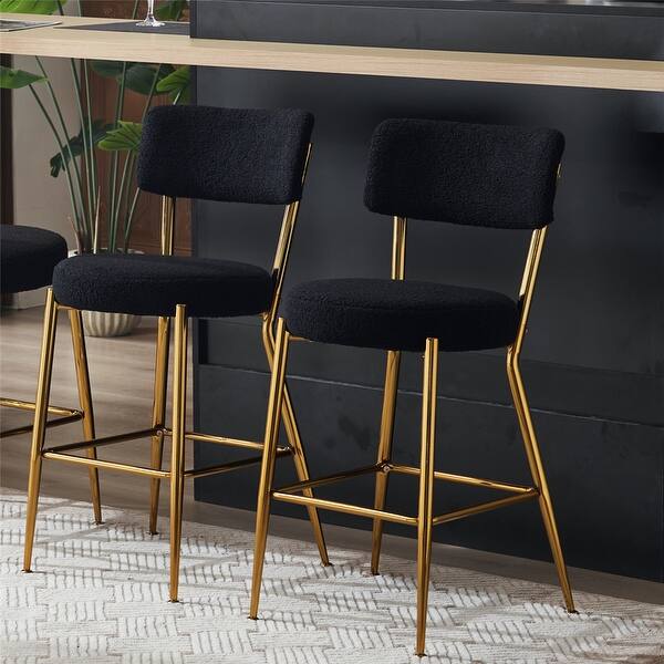 Set of 2 Modern Teddy Fabric Upholstered Bar Stools - On Sale - Bed ...
