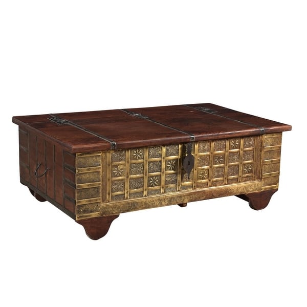 Tortoise Wooden Metal Fitted Trunk Box coffee table - Bed Bath & Beyond ...