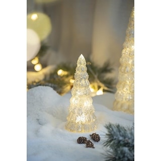 Set of 3 Glass Cone Tree with LED Lights for Modern and Festive Decor ...