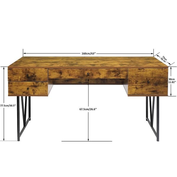 Retro Wood Chipboard Four-Drawing Computer Desk - Bed Bath & Beyond ...