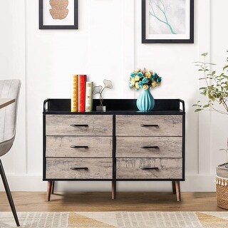 Multifunctional Large Storage Dresser with 6 Fabric Foldable Drawers ...