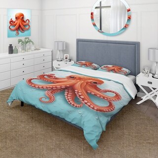 Designart "Orange and blue Octopus Tentacle Elegance" Octopus Bedding ...