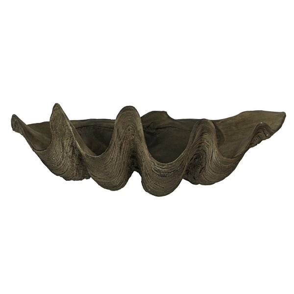 Lifelike Cast Polyresin Giant Clam Shell Decorative Bowl - 7 X 20.25 X ...