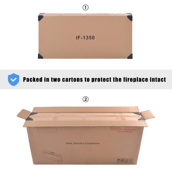 36 Inch Crystal&Log Wall-Mounted Recessed Electronic Fireplace - Bed ...