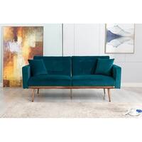 SPFA , Velvet Sofa , Accent sofa .Loveseat Sofa with Rose Gold Metal Feet and Teal Velvet - Bed ...
