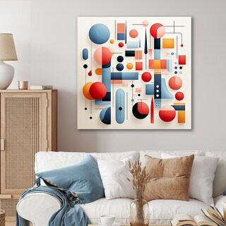 Designart "Blue And Red Minimalism Form I" Abstract Blue Wall Decor ...