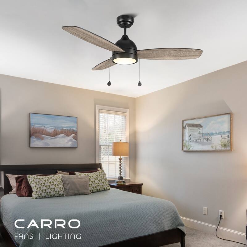 CARRO Reed 52" 3-Blade Indoor Ceiling Fan with LED Light and Pull Chain ...