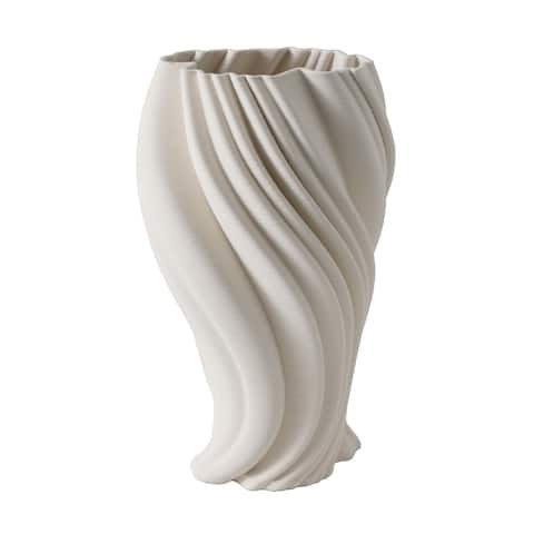 Pottery Twisted Vase with Sculptural Design for Home Decor - 14" White ...