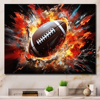 Designart "Red Football Explosive Ballon" Sports Canvas Art Print - Bed ...