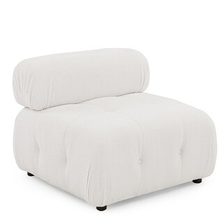 Button Tufted Single Sofa Velvet Reading Sofa Lazy Sofa Stools, White ...
