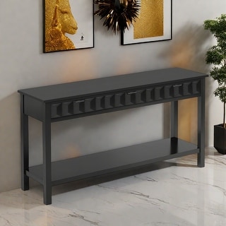 60" MDF Console Table with Honeycomb Drawer Panels, Bottom Shelf ...