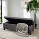Grey Storage Bench with Button-Tufted Waffle Stitch, Soft-Close Hinges ...