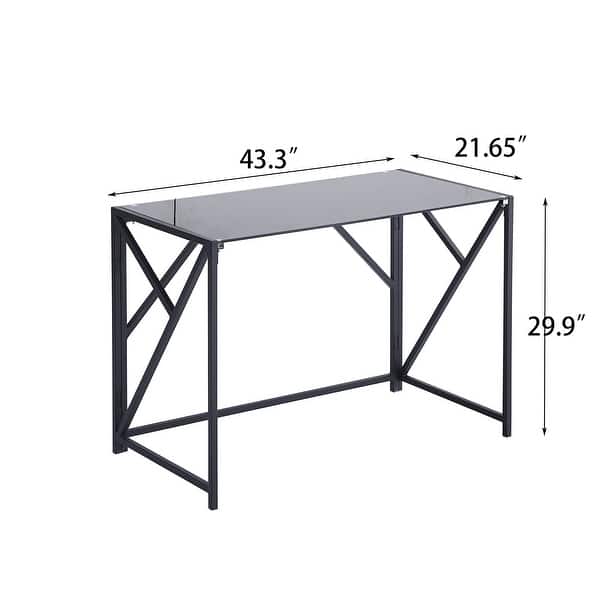 Tempered Glass Computer Desk with Metal Frame - Bed Bath & Beyond ...