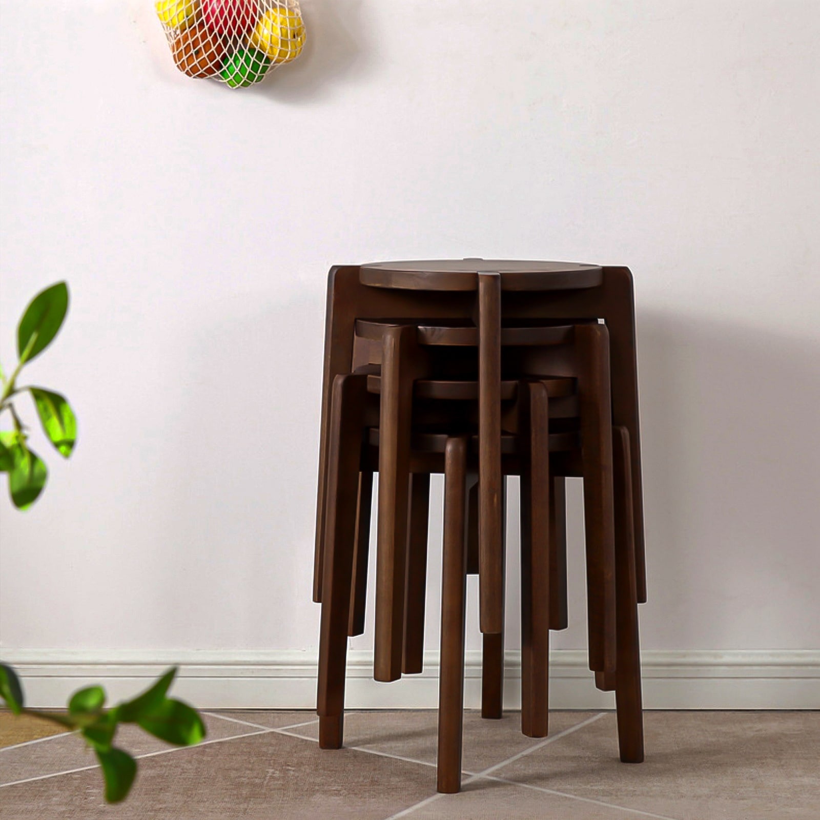18" Stacking Stool Round Dining Chair Backless Set of 4 - On Sale - Bed ...