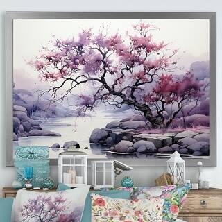 Designart "Purple Tree Dusk Symphony Landscape II" Landscape Trees ...