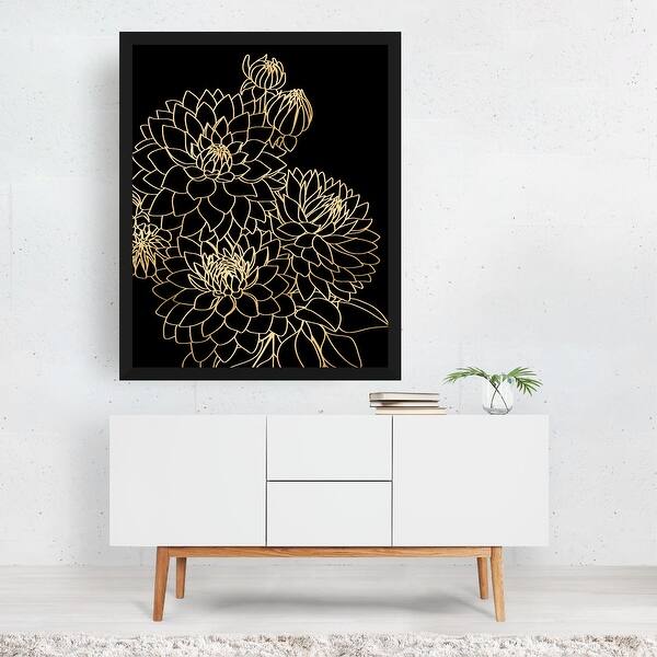 Pacey floral bouquet in black and gold Line Drawings Art Print/Poster ...