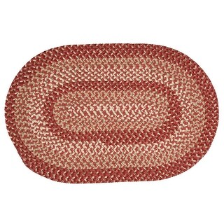 Red and Beige Chevron Handcrafted Reversible Oval Door Mat 30" x 48 ...