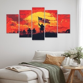 Designart - Historical American Revolutionary War Moment I - Army Soldiers Wall Art Set ...
