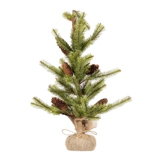 Artificial Pine Christmas Trees with Burlap Base - 24" - Set of 2 ...
