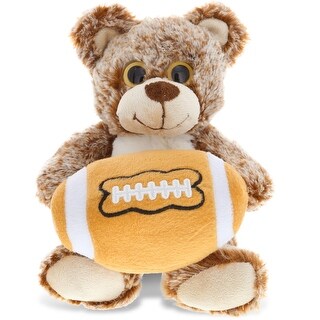 DolliBu Sitting Brown Bear Stuffed Animal with Football Plush - 9 inch ...
