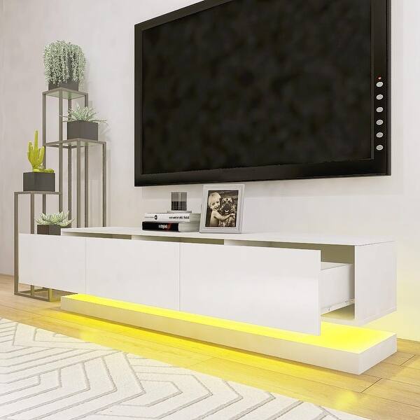 High Gloss TV Cabinet Media Storage Entertainment Center Console Table ...