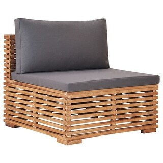 Garden Middle Sofa with Gray Cushion Solid Teak Wood - Bed Bath ...