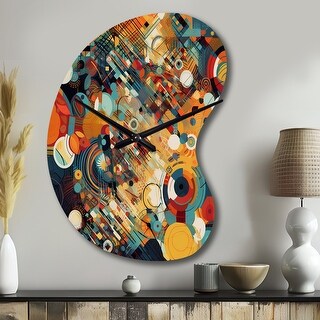 Orange Retro Vibe Background III - Abstract Geometric Wall Clocks in ...