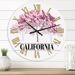 Designart 'Cherry Blossom Sakura Pink Tree Illustration' Farmhouse wall ...