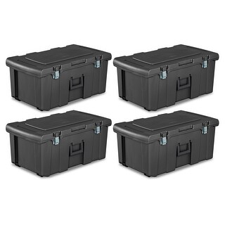 Sterilite 16 Gal Plastic Footlocker Container with Wheels, Flat Gray (4 ...
