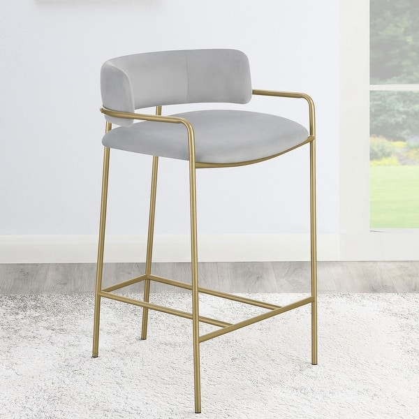 Comstock Upholstered Low Back Stool Grey and Gold - On Sale - Bed Bath ...