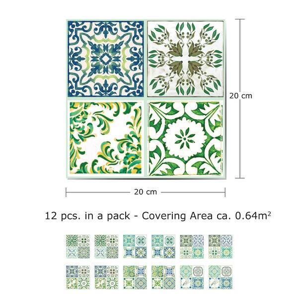 Walplus Tile Stickers Peel and Stick Turkish Green Mosaic Wall Sticker ...