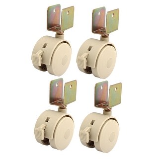4pcs 20mm Plastic U Bracket Swivel Caster Wheel Tan w Brake - Bed Bath ...