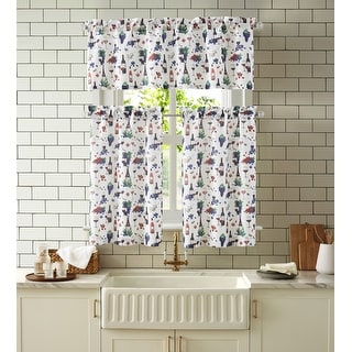 Tribeca Wine Kitchen Curtain Set with Valance & Tiers - Bed Bath ...