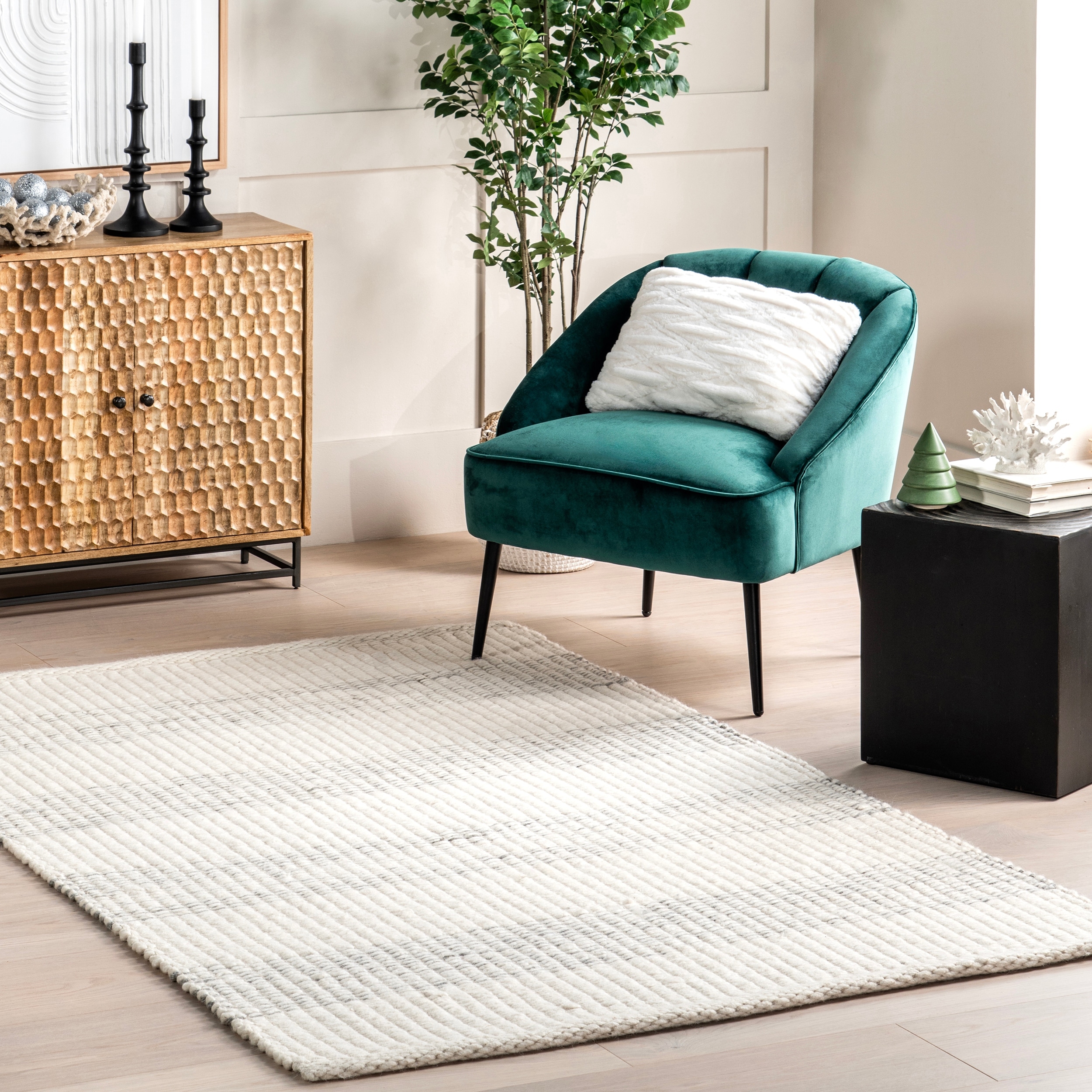 Brooklyn Rug Co Rivka Casual Striped Handwove Wool Area Rug. - Bed Bath ...