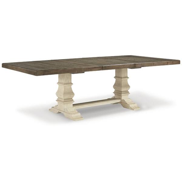 Signature Design by Ashley Bolanburg Brown / Antique White Extension Dining Table - 48"W x 103. ...
